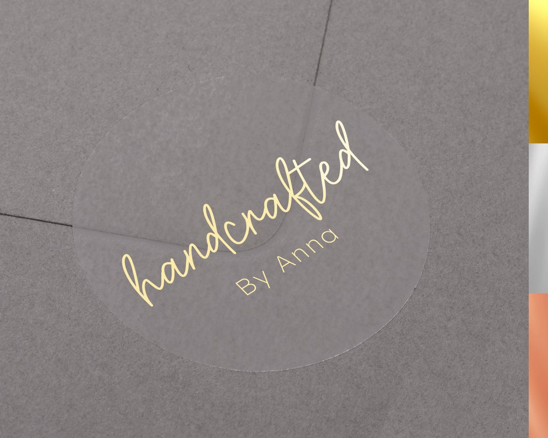 Handcrafted Stickers With Personalised Business Name. Gold Foil ...