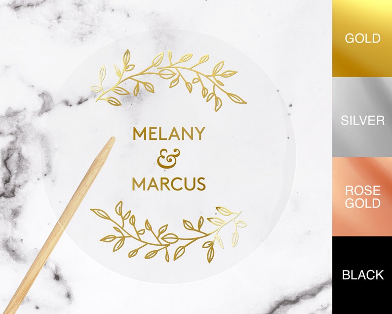 Foiled Wedding Envelope Stickers With Personalised Names. - Etsy