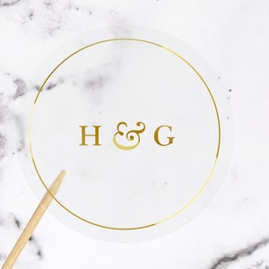 Foil Wedding Initials Stickers. Personalised Letters Label. Gold, Rose ...