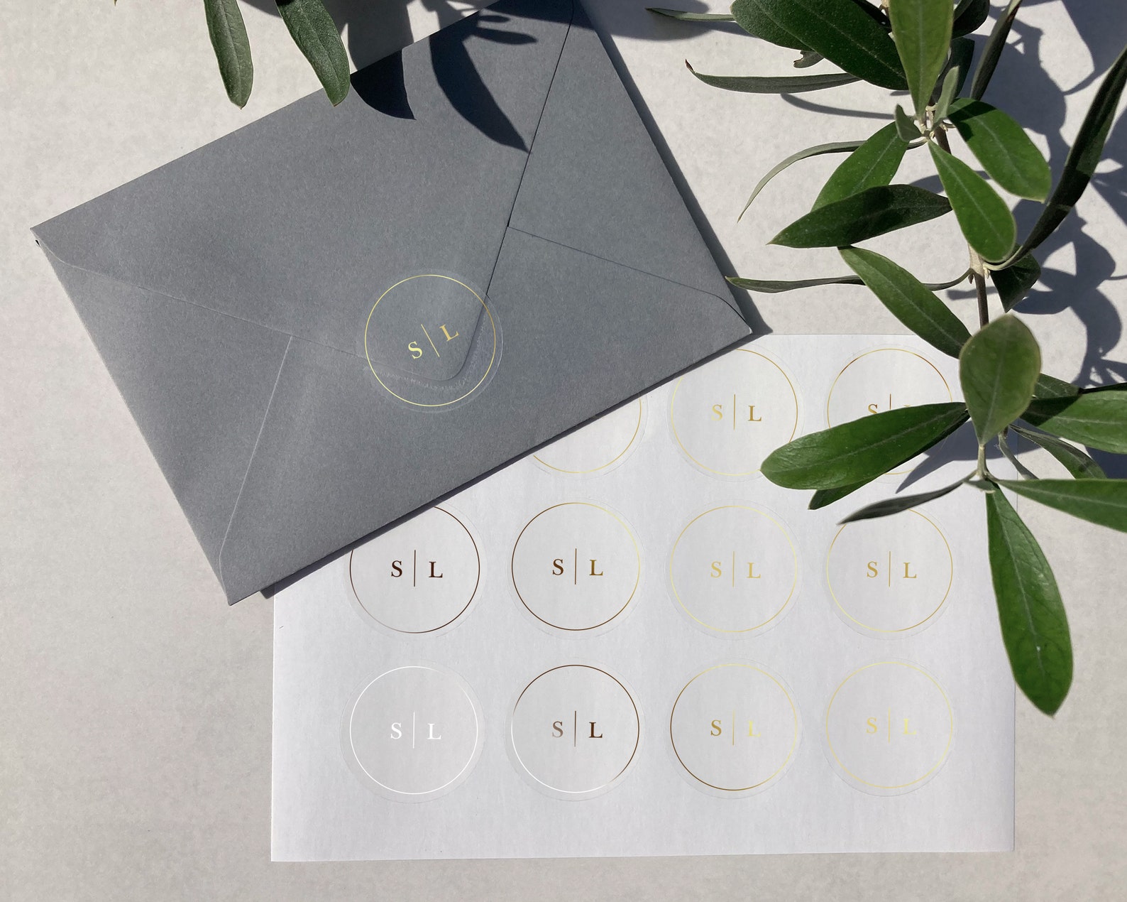 Gold Foil Wedding Envelope Stickers With Personalised Initials - Etsy
