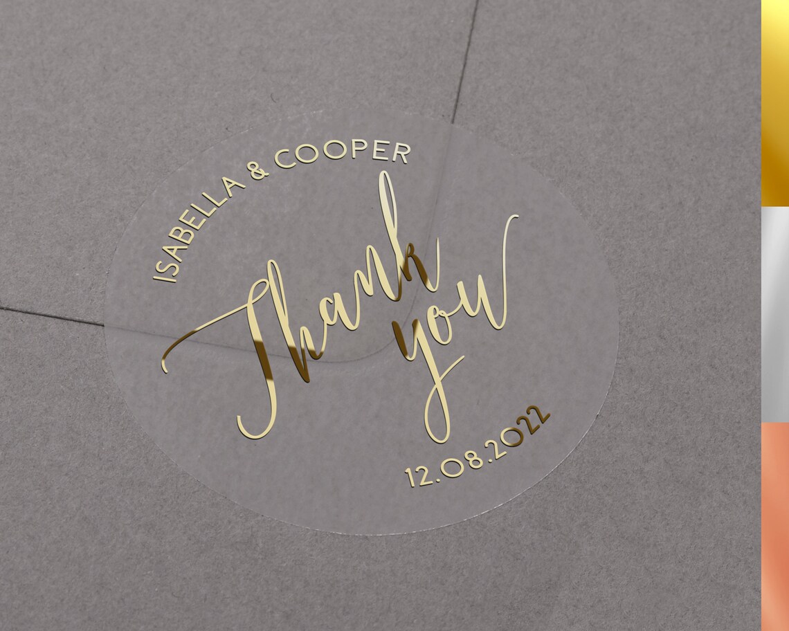 Thank You Wedding Stickers With Personalised Names and Date. - Etsy