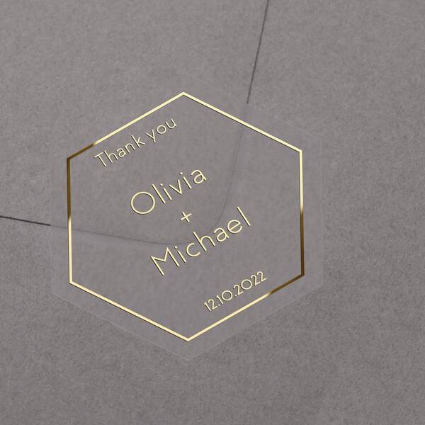 Hexagon Thank You Sticker - Etsy