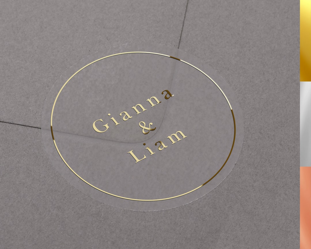 Foiled Wedding Stickers Custom, Couple Names Label, Personalized Foil ...