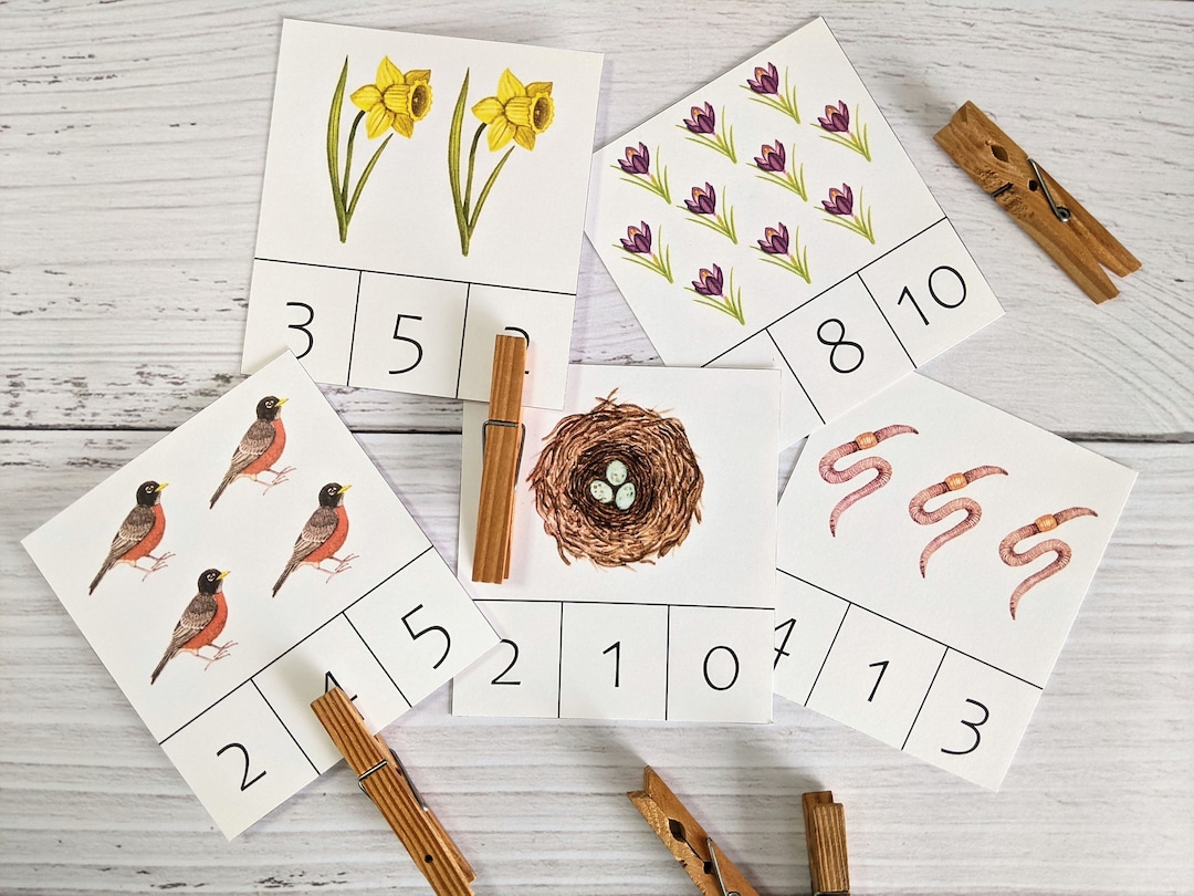 Spring Count & Clip Cards | Homeschool Printable | Math - Etsy