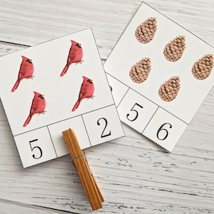 Winter Count & Clip Cards Homeschool Printable Math - Etsy