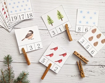 Winter Count Clip Cards Montessori Math Printable - Etsy
