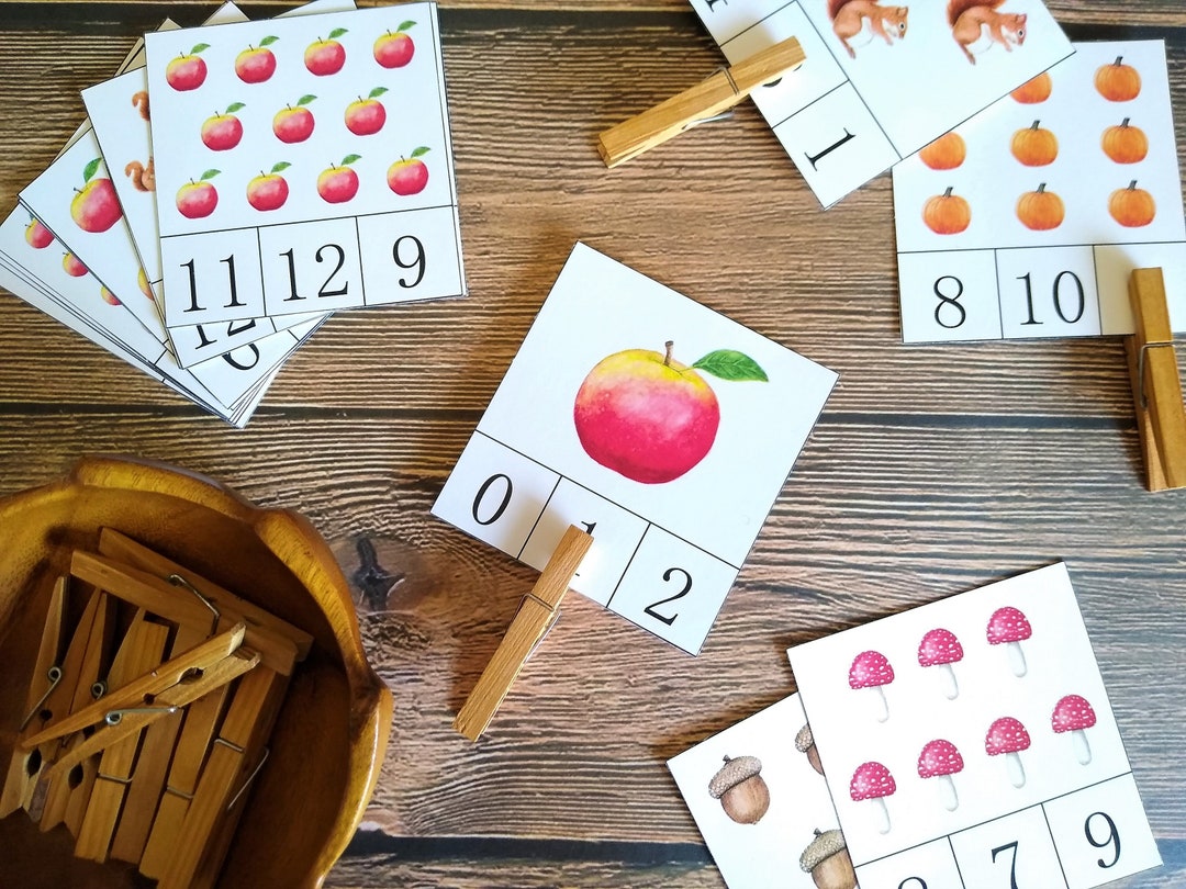 Autumn Count & Clip Cards | Homeschool Printable | Math | Fall - Etsy