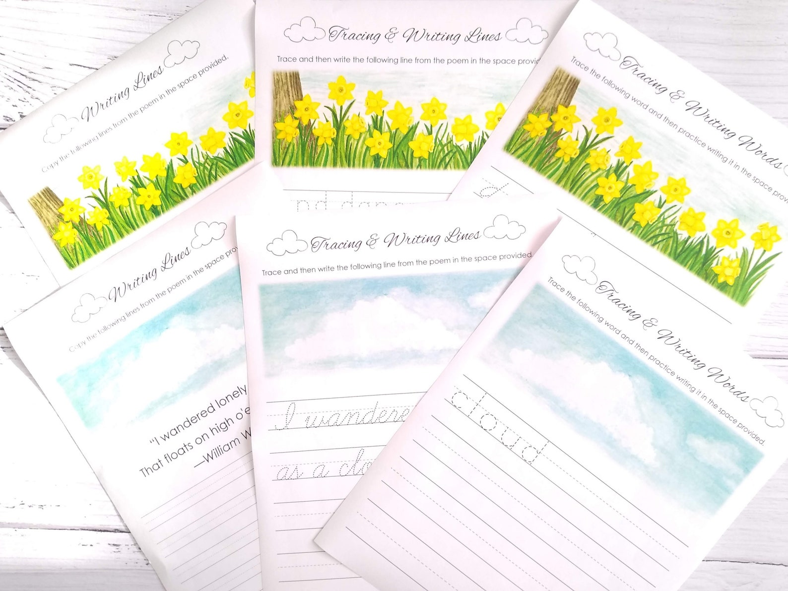 I Wandered Lonely as a Cloud daffodils Poetry Pack | Etsy