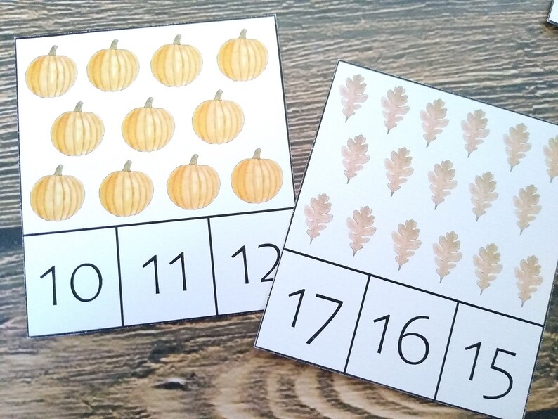 Fall Leaves Count & Clip Cards - Etsy