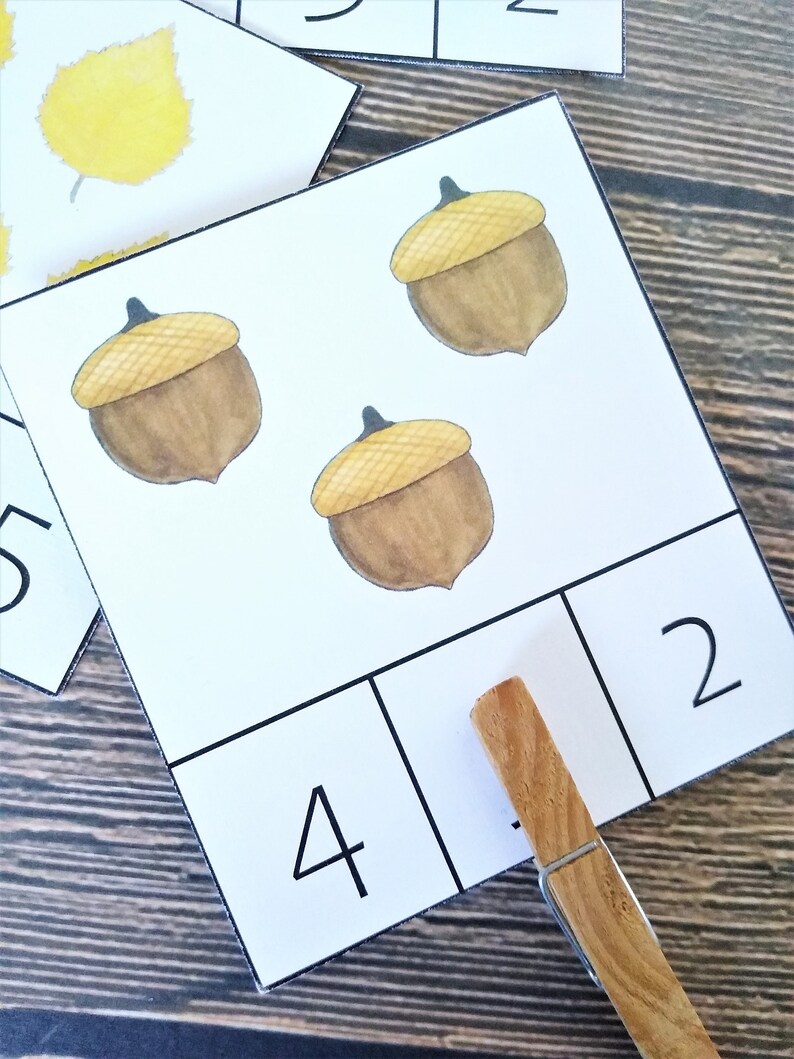 Fall Leaves Count & Clip Cards - Etsy
