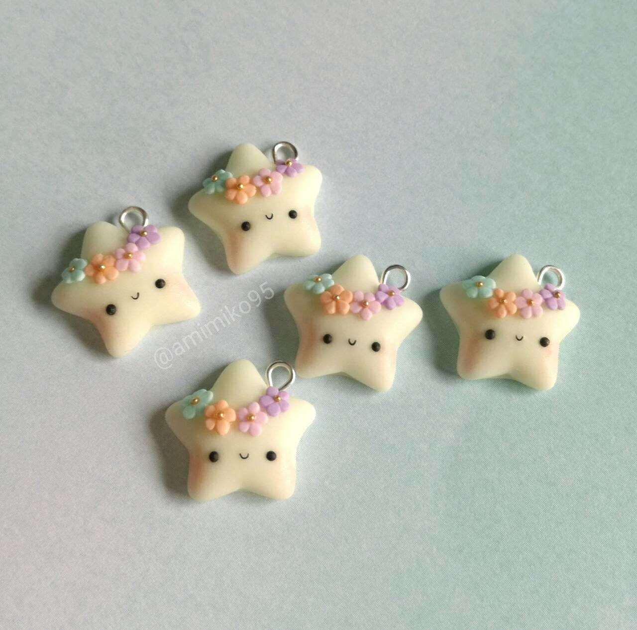 Kawaii Glow in the Dark Star Charm - Kawaii Star Charm - Kawaii Polymer ...