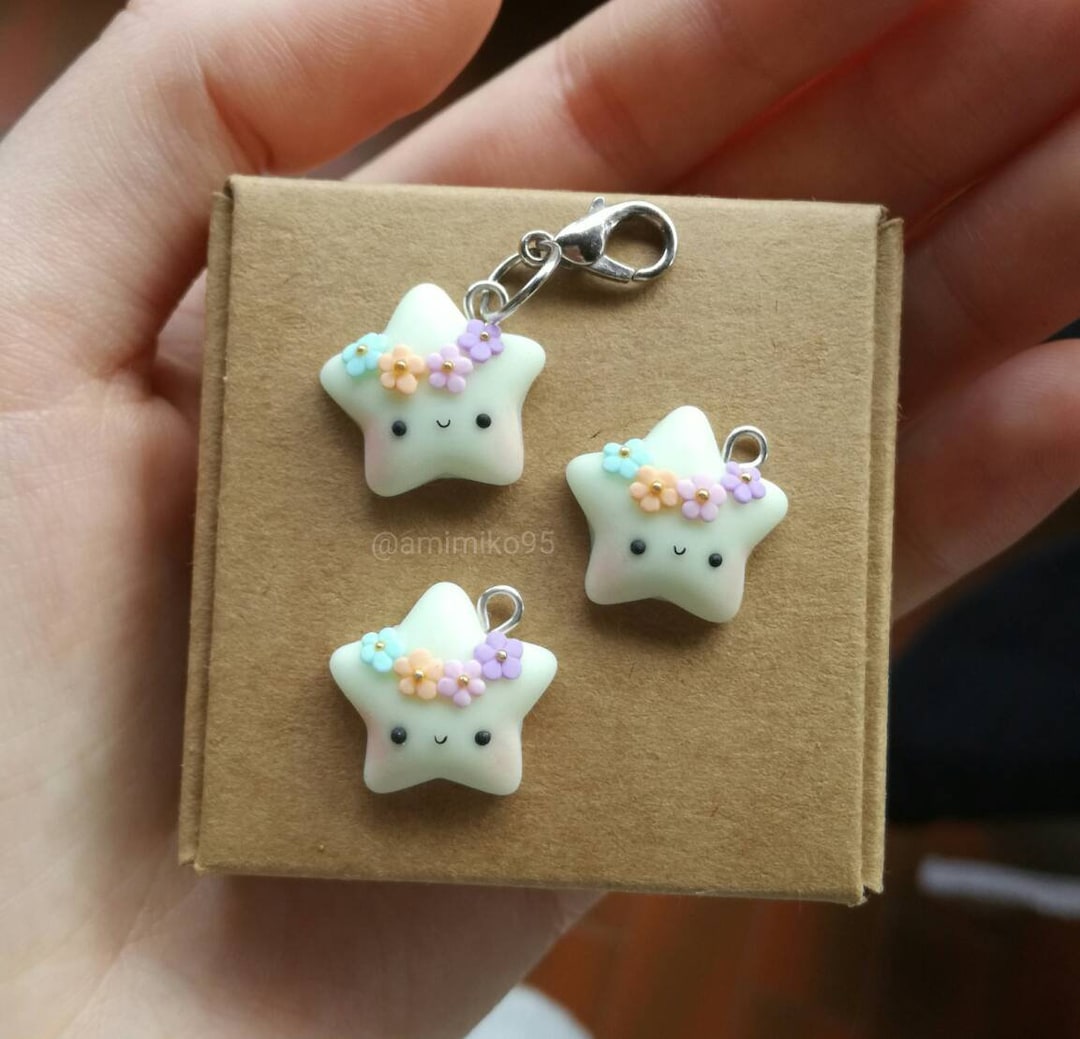 Kawaii Glow in the Dark Star Charm - Kawaii Star Charm - Kawaii Polymer ...