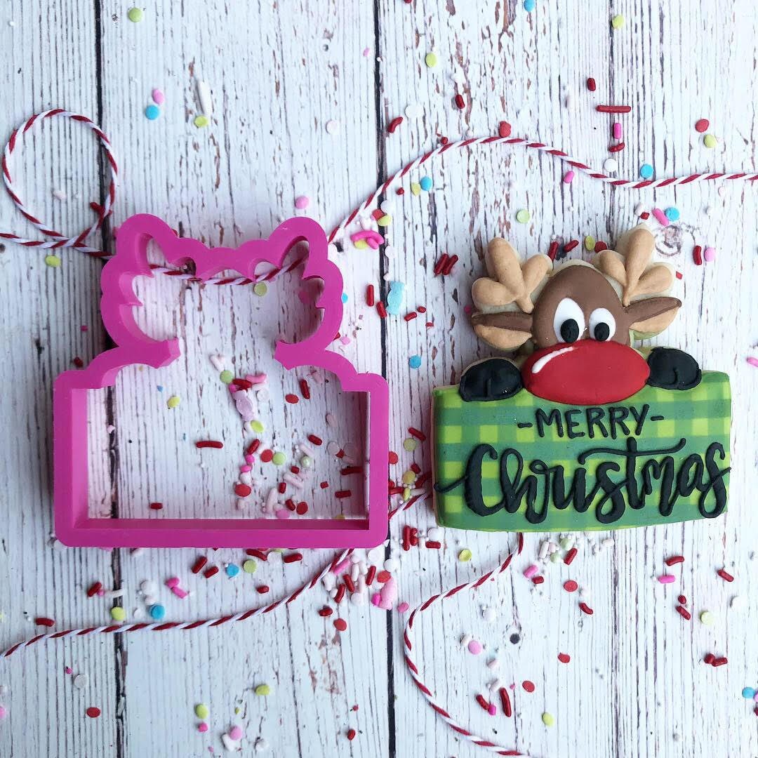Peeking Rudolph Plaque Cookie Cutter - Etsy