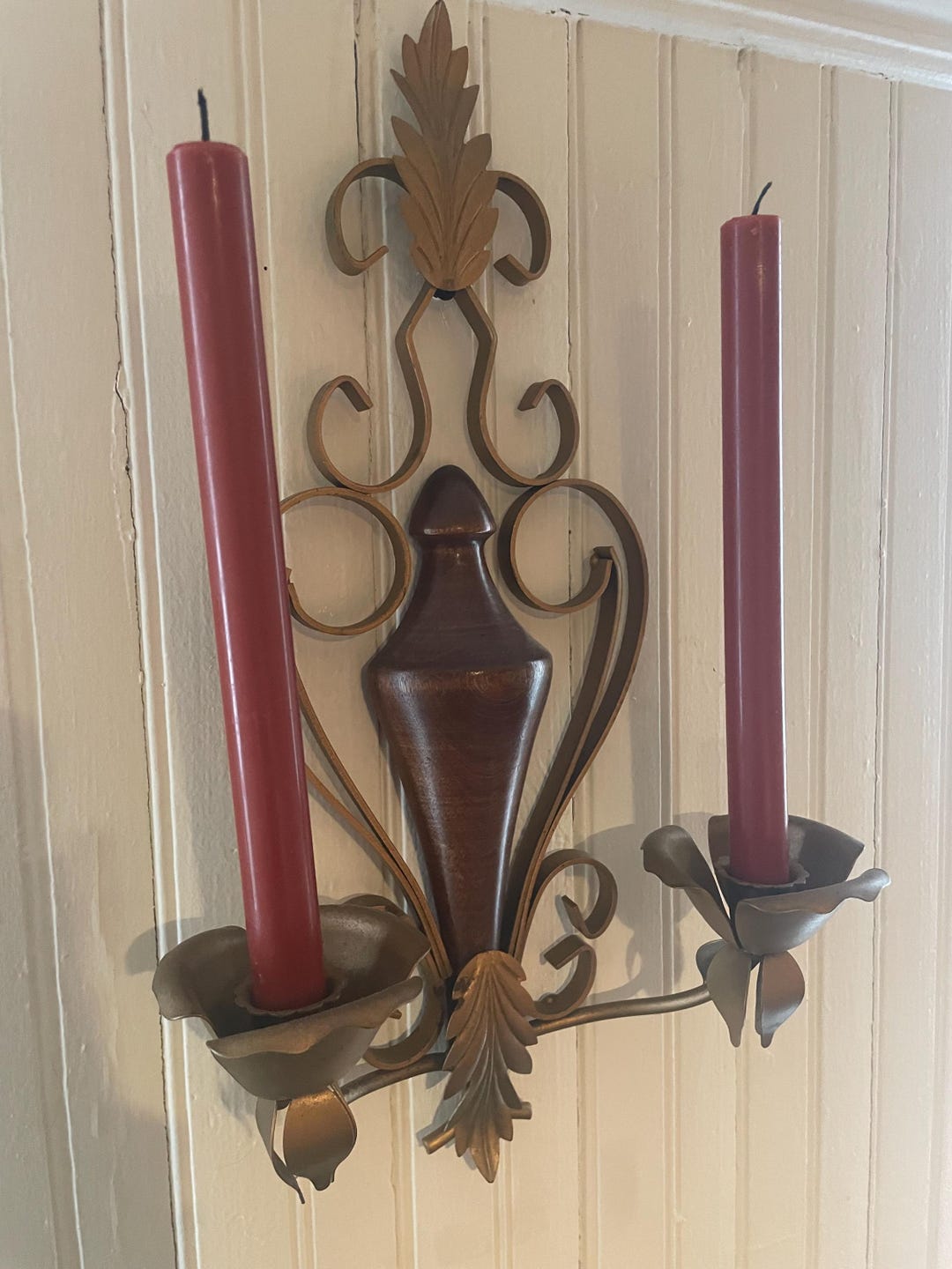 Wooden - Brass - Candelabra - Sconce - Home Decor - Candle - Etsy