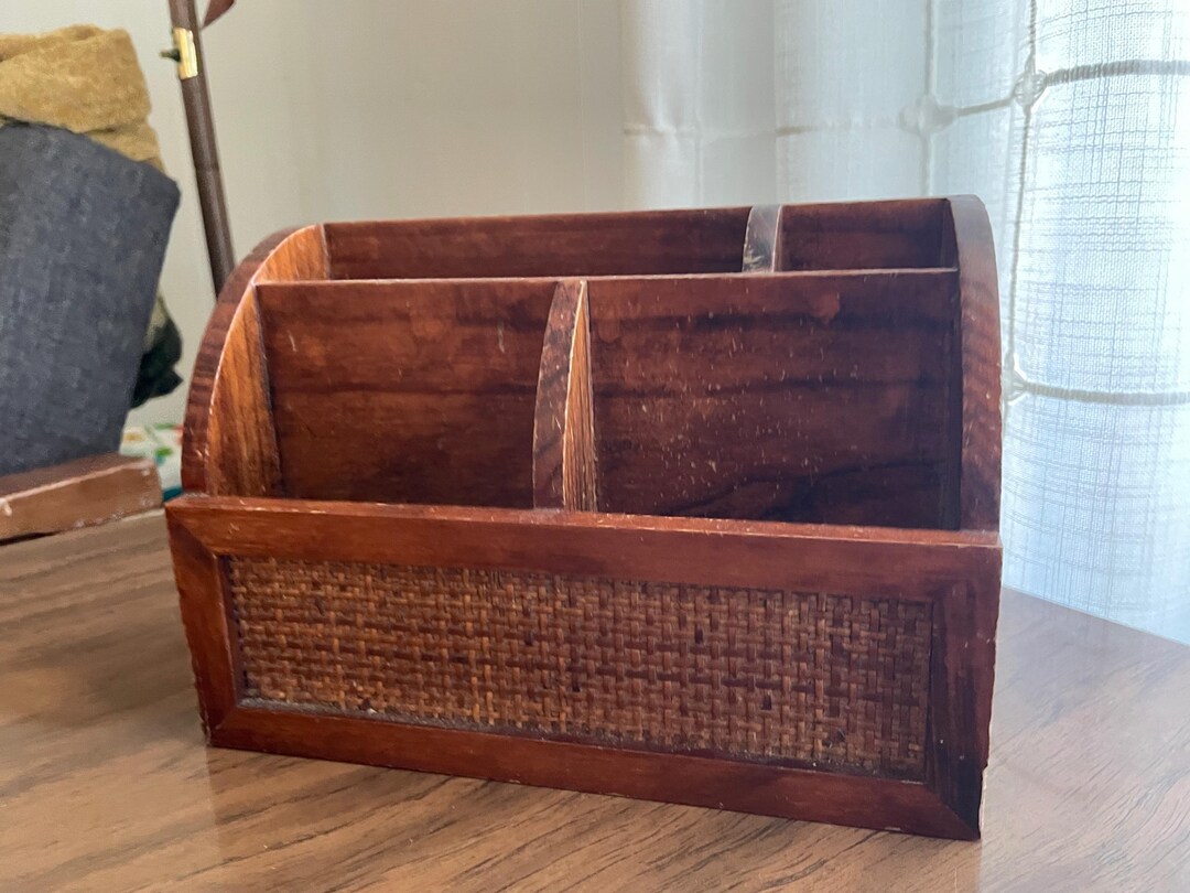Wooden - Letter Filer - Woven - Remote Caddy - Home Decor - Table Top ...