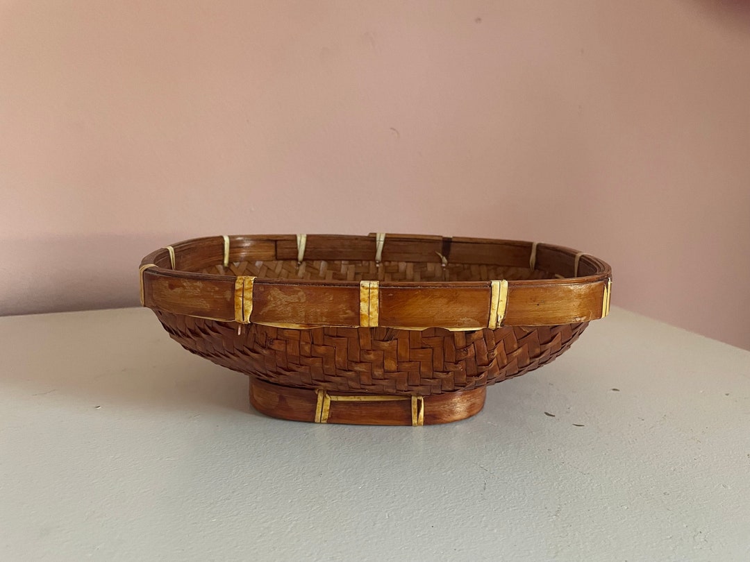 Bamboo and Wicker Serving Basket Storage Gift Basket Dry Fruit Baskets ...
