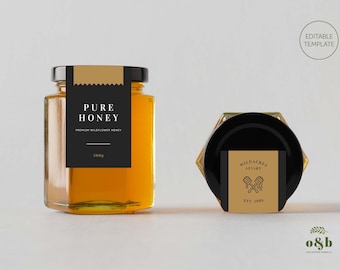 Black Honey Jar Labels - Etsy