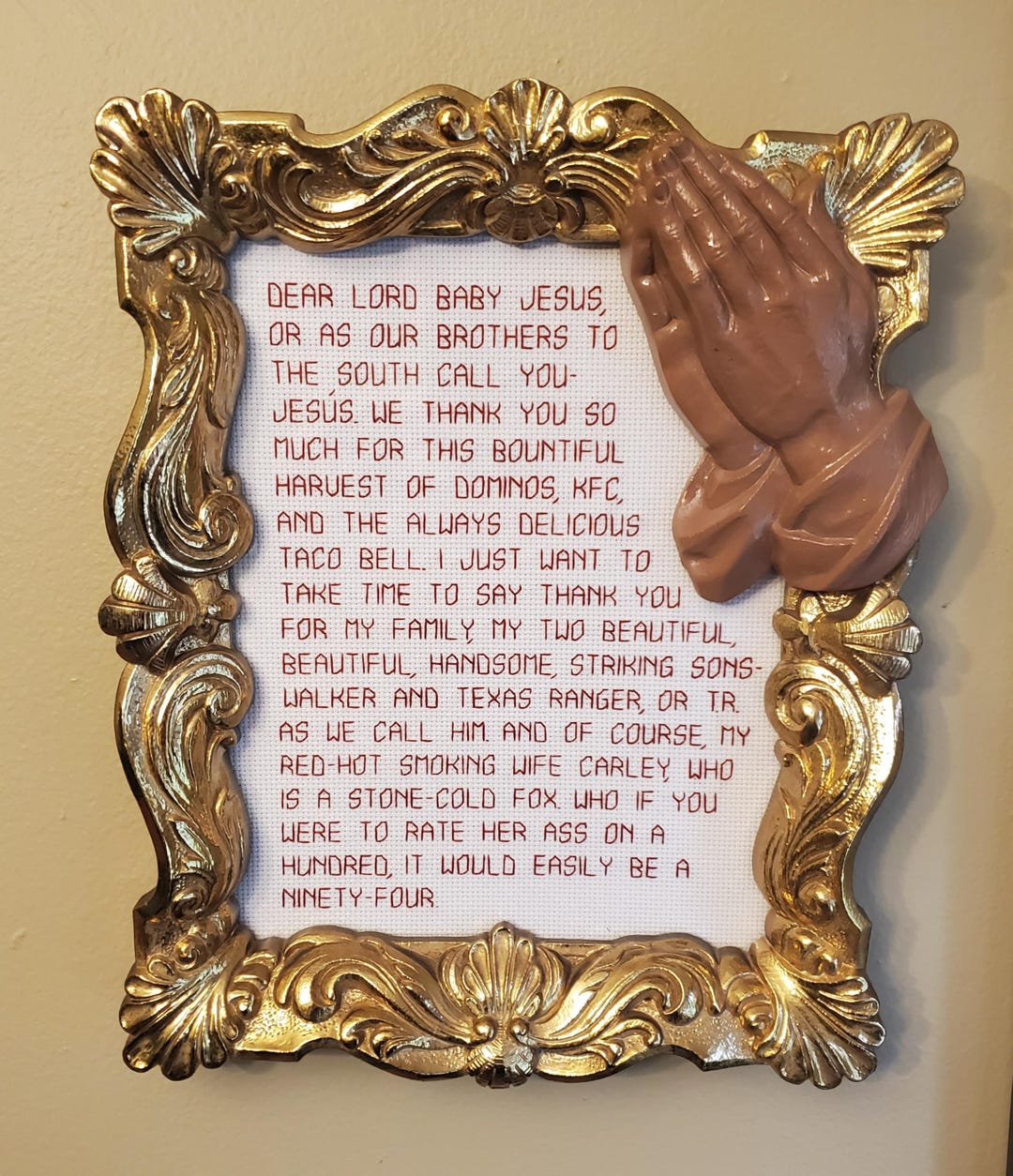 Ricky Bobby/talladega Nights/ 8x10 Finished Cross Stitch/ Vintage Frame ...