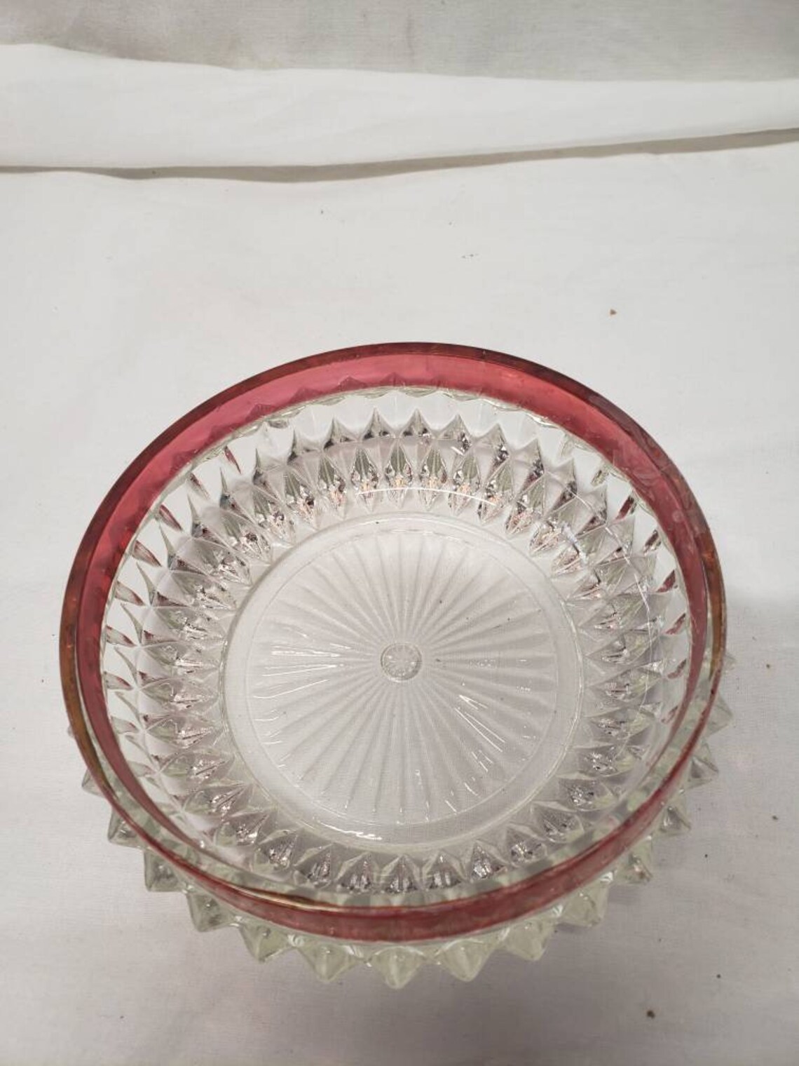 Indiana Glass Diamond Point Ruby Red Flash Cranberry Small 5 - Etsy