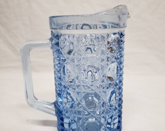 Indiana Glass 0157 Pitcher, Blue Windsor Button and Cane Pattern Glass ...