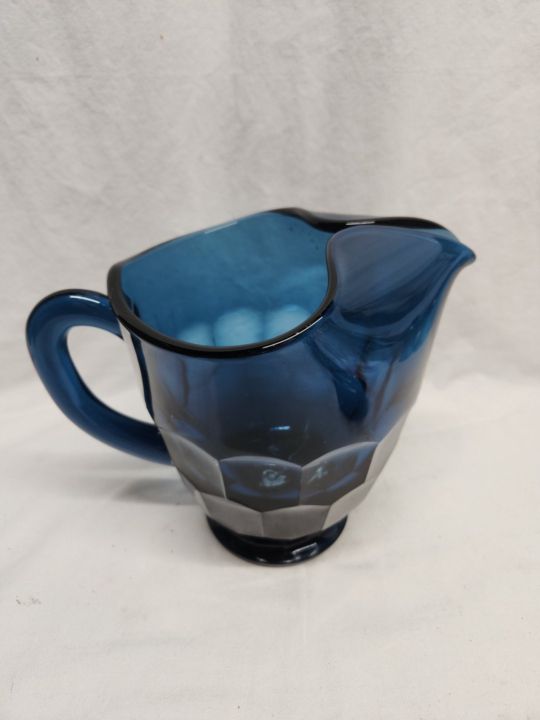 Vintage Anchor Hocking Georgian Honeycomb Pitcher, Dark Blue Color - Etsy