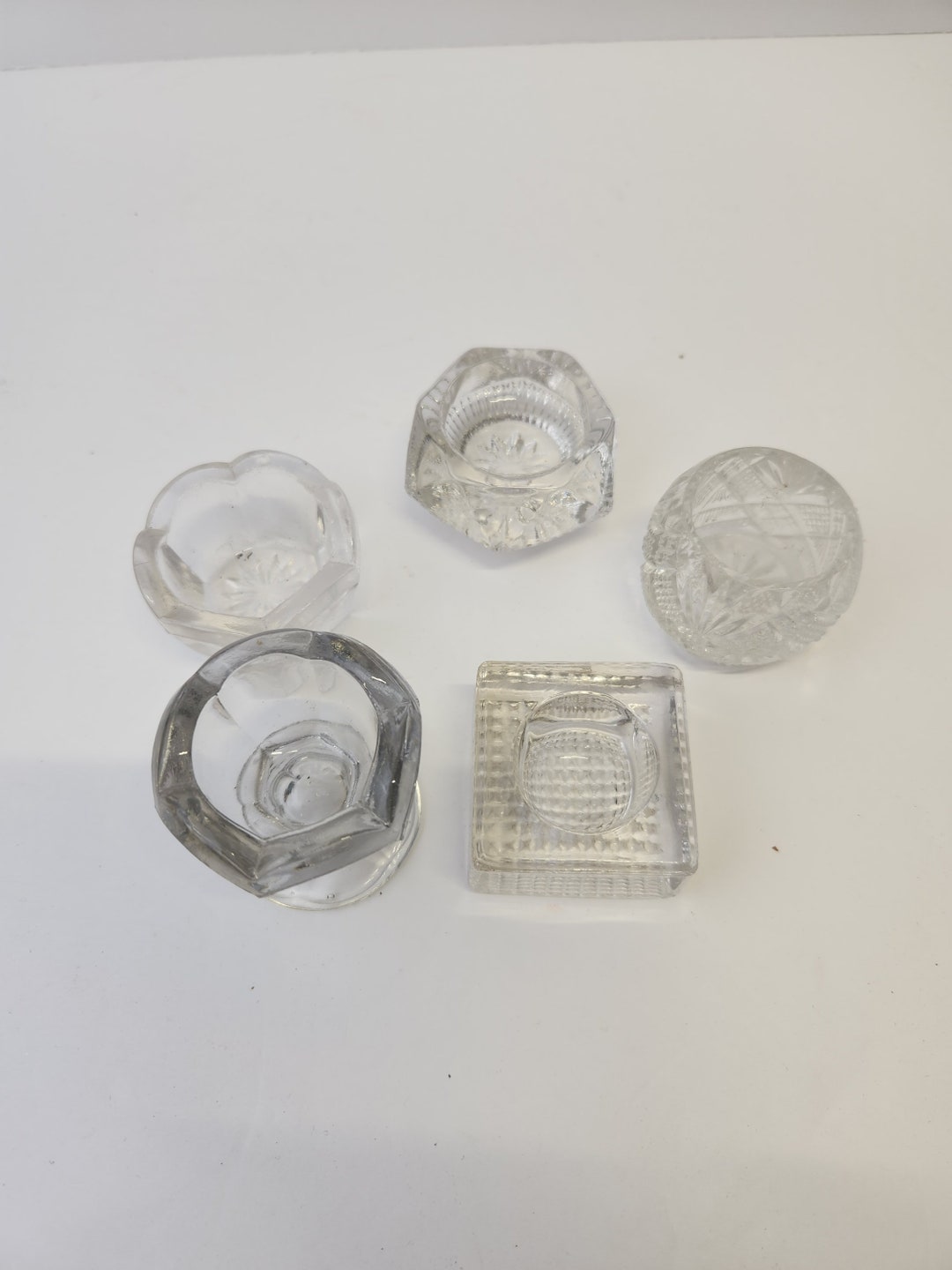 Vintage Glass Salt Cellars Dips, EAPG Cut Glass Salts, Set of 5 ...