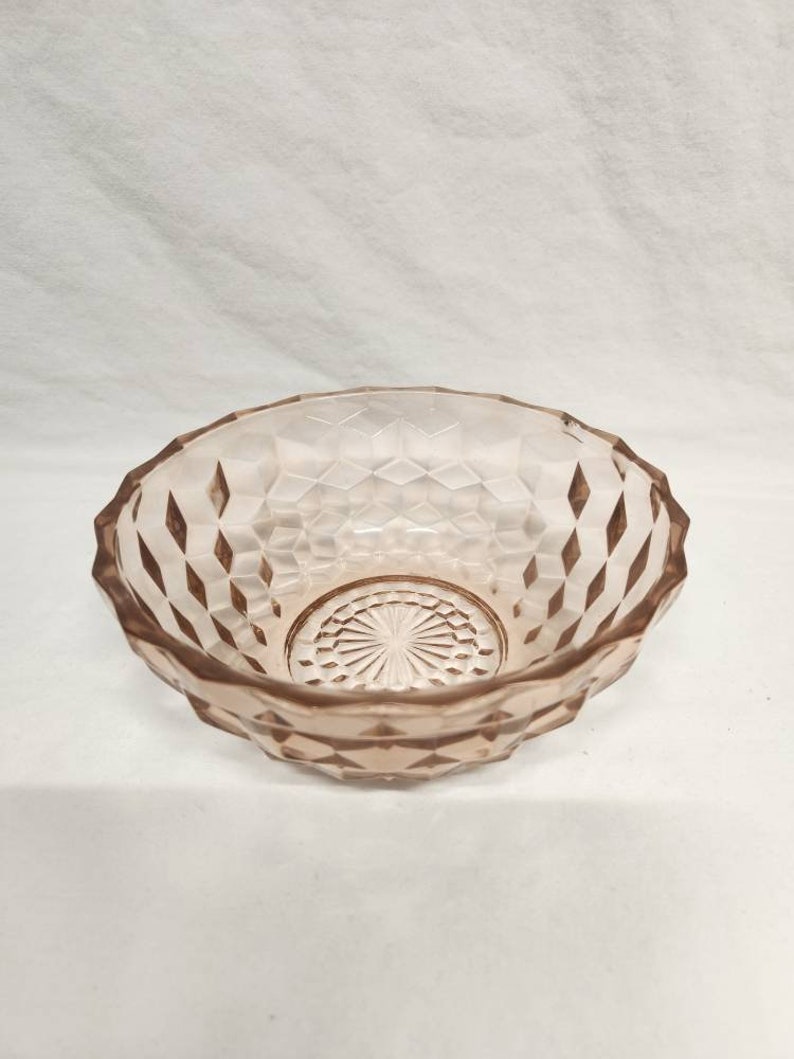 Pink Depression Glass Bowl 7 Across Cubist Pattern - Etsy
