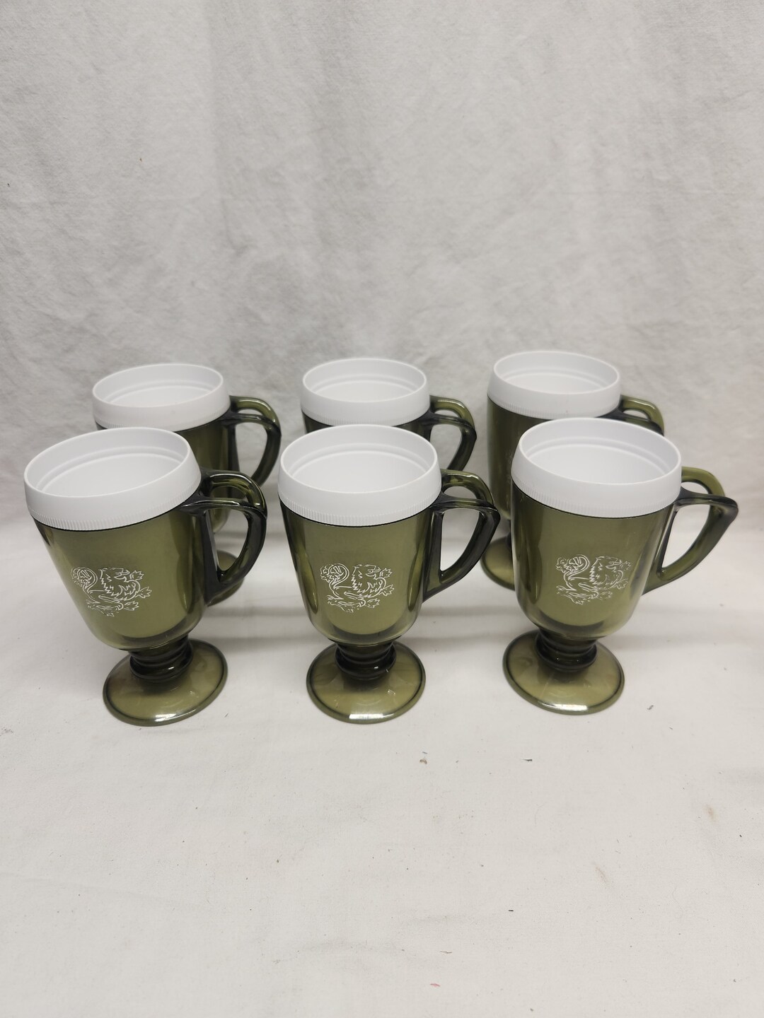 Vintage Insulated Handled Mugs, Pedestal Melmac Green Cups, Set of 6 - Etsy
