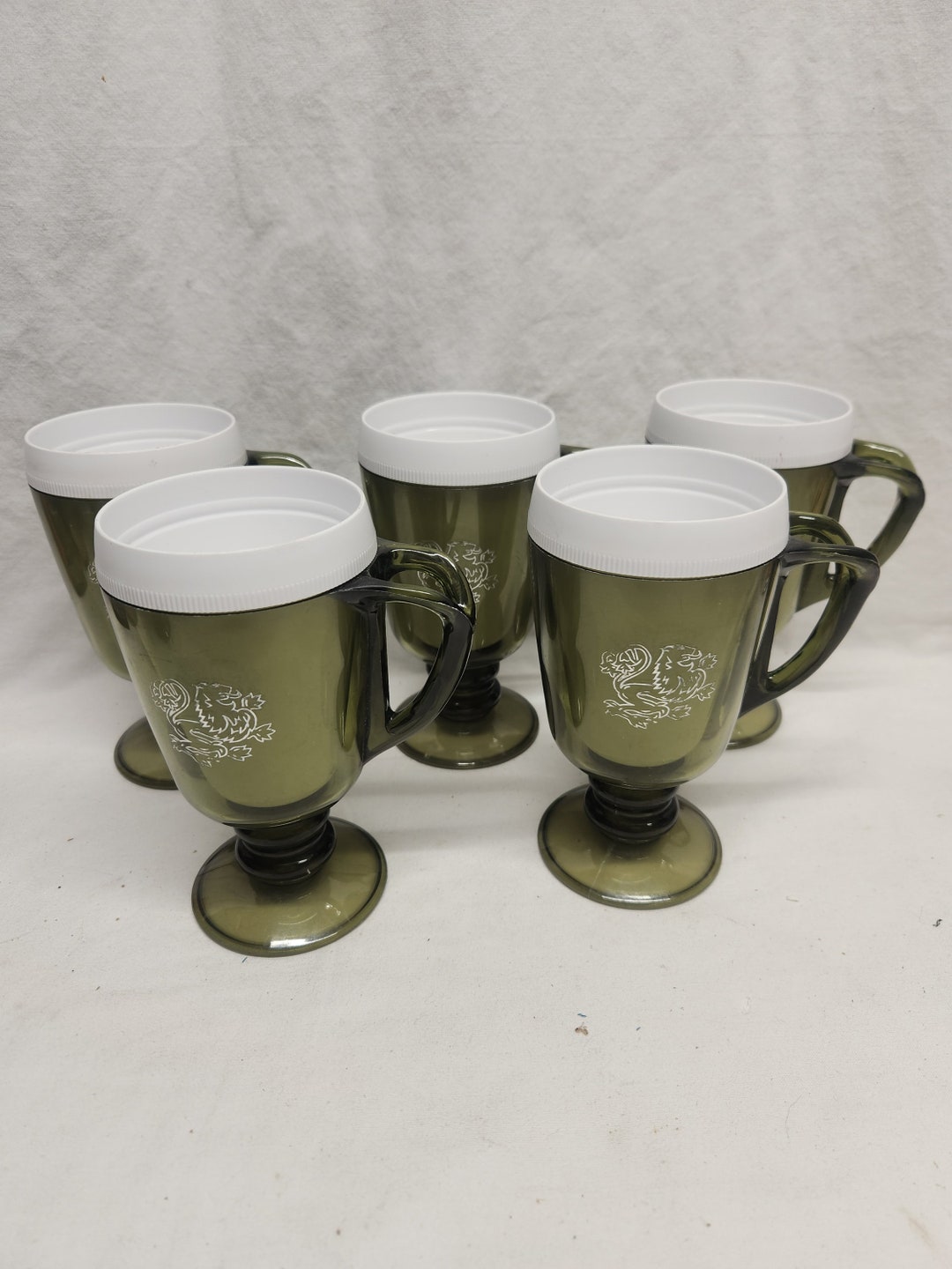 Vintage Insulated Handled Mugs, Pedestal Melmac Green Cups, Set of 5 - Etsy