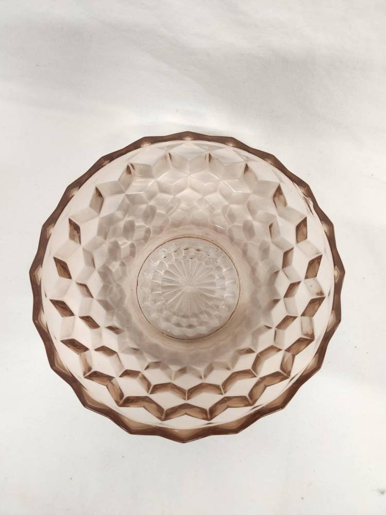 Pink Depression Glass Bowl 7 Across Cubist Pattern - Etsy