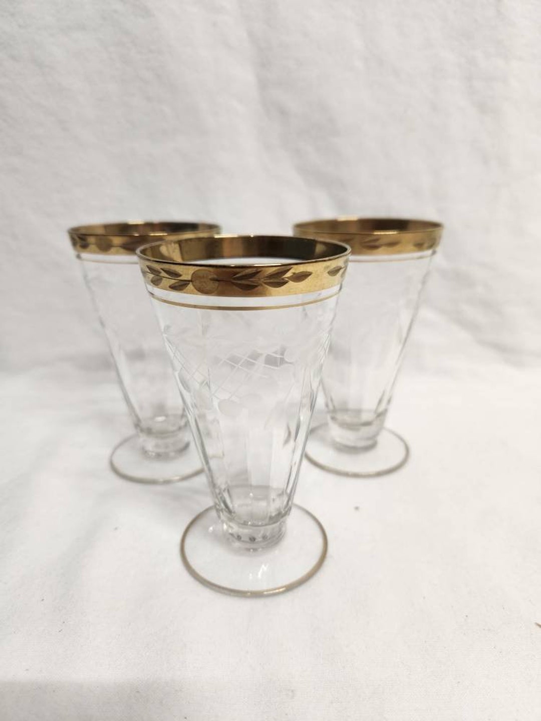 Gold Rimmed Glasses Tiffin Glassware Vintage Light Pink - Etsy