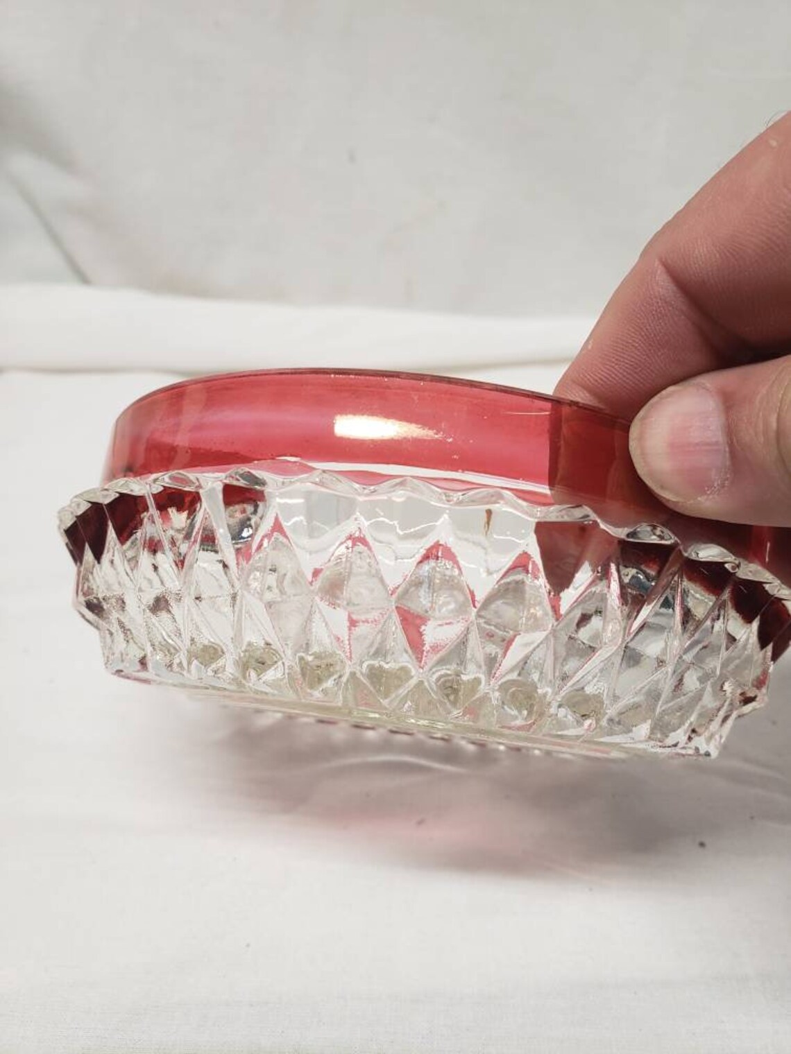 Indiana Glass Diamond Point Ruby Red Flash Cranberry Small 5 - Etsy