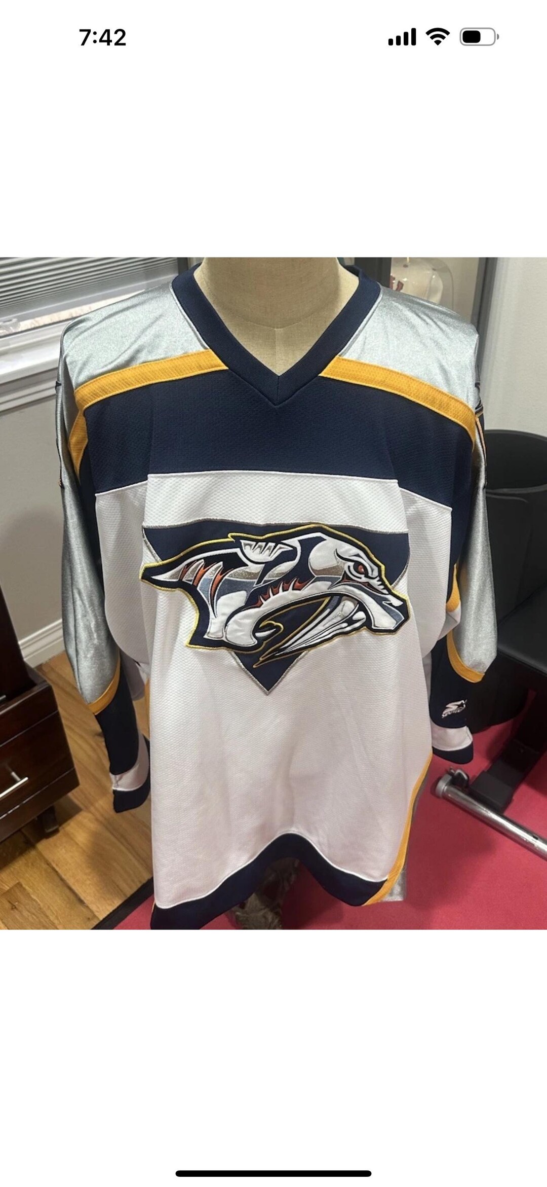 Vintage 90s Starter NHL Nashville Predators Embroidered Hockey Jersey ...