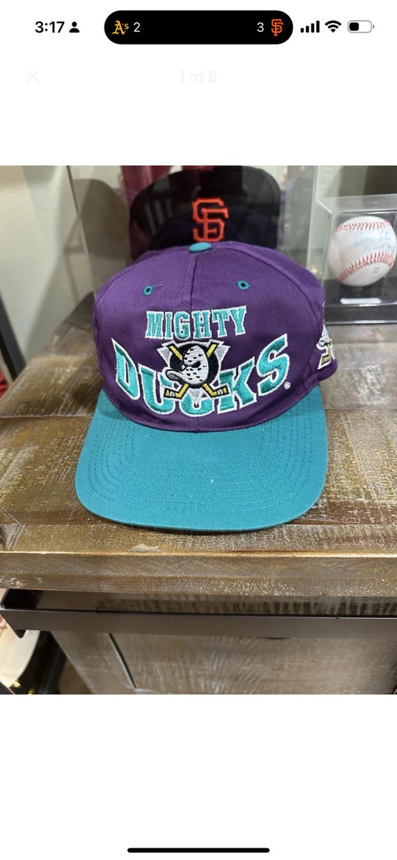Vintage Anaheim Mighty Ducks NHL Blockhead G Cap Snap… - Gem
