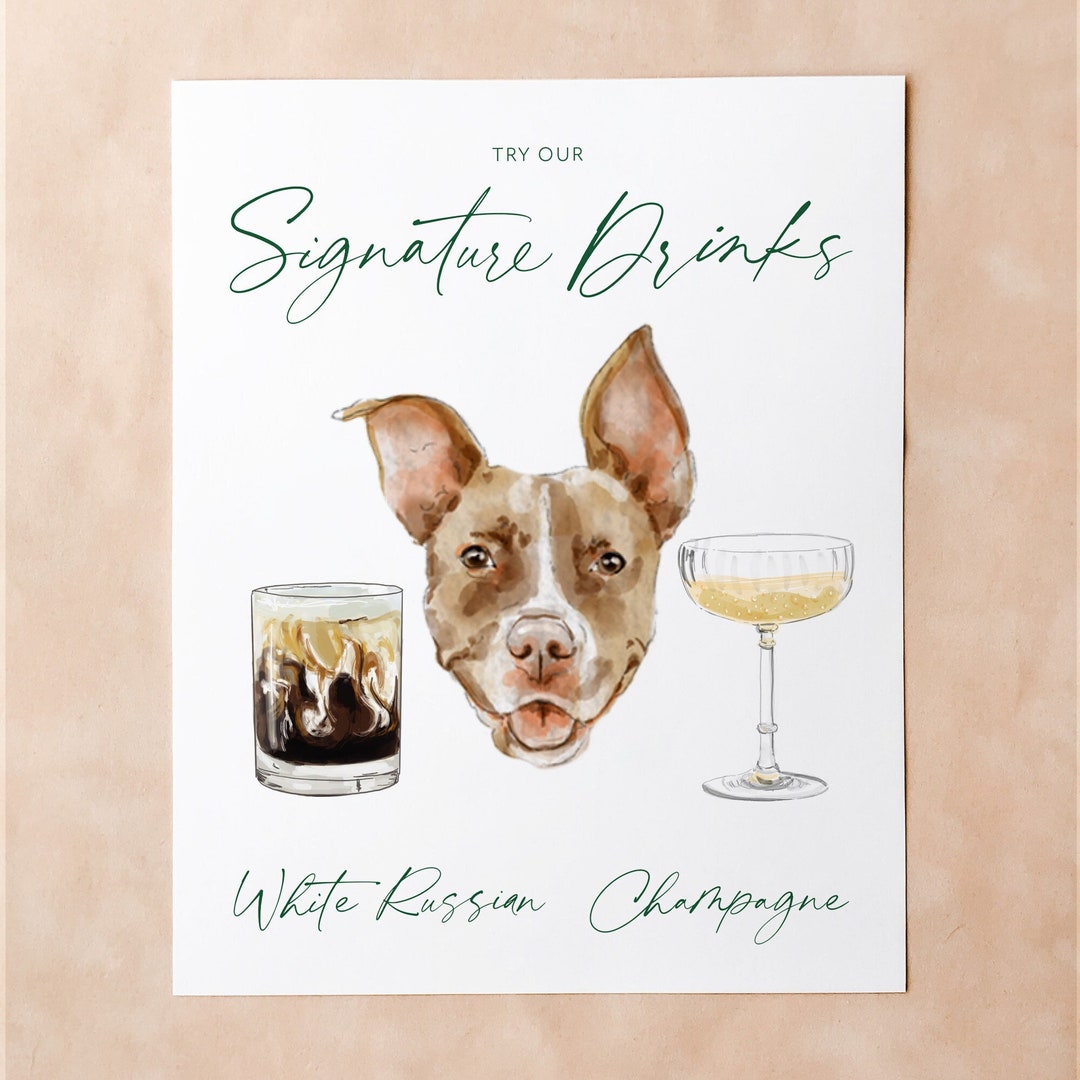 Signature Cocktail Drink Sign in Watercolor, Wedding Bar Menu ...