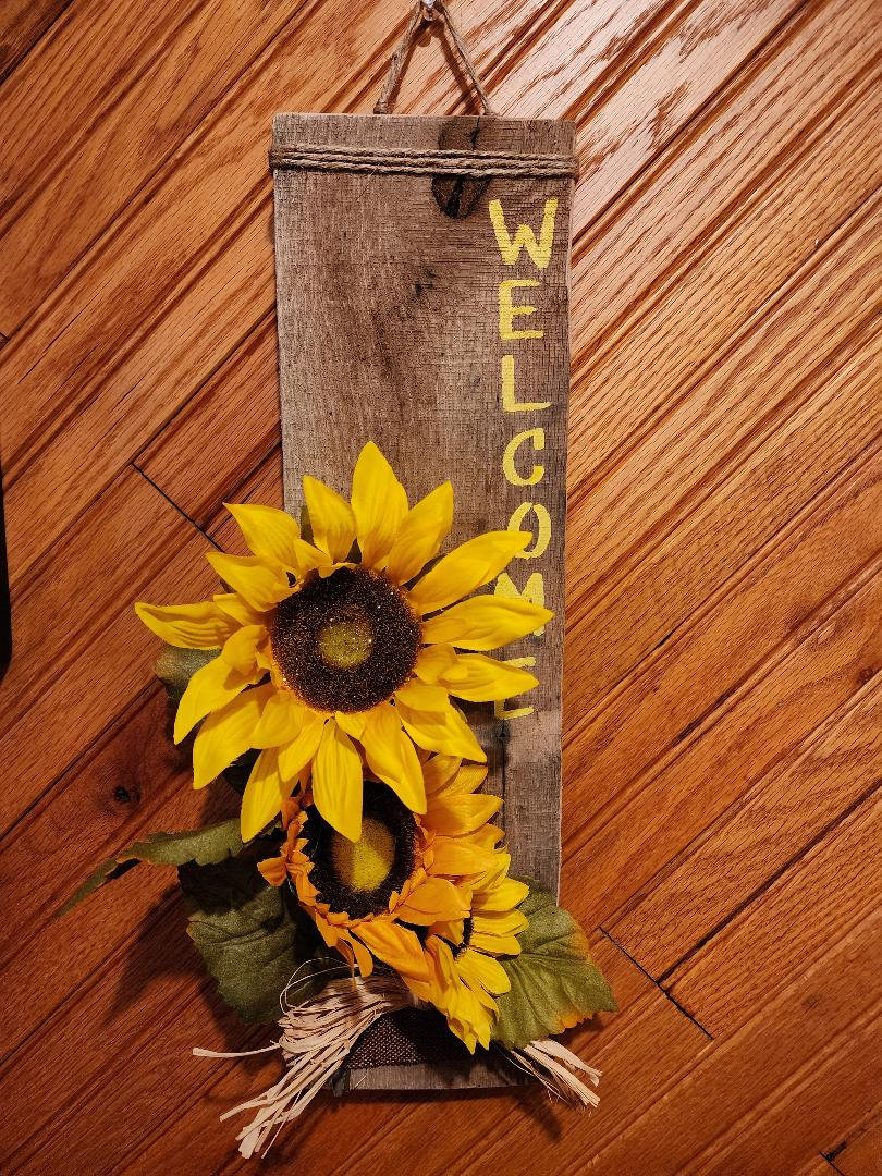 Sunflower Welcome Sign, Wooden Fall Sign, Sunflower Sign, Fall Sign - Etsy