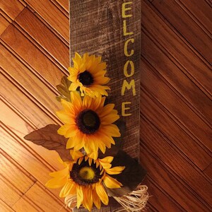 Sunflower Welcome Sign, Wooden Fall Sign, Sunflower Sign, Fall Sign - Etsy