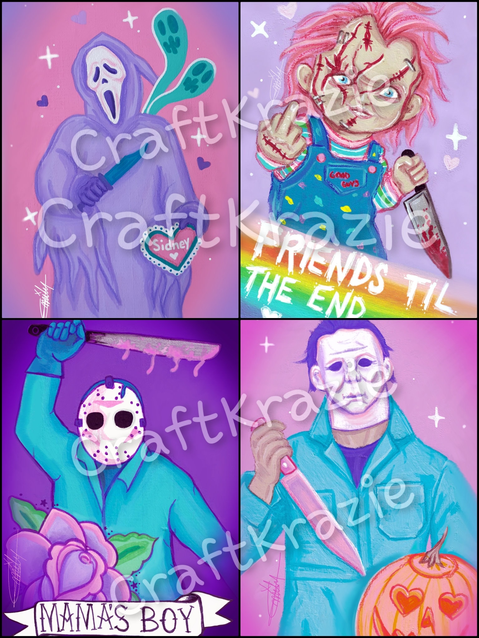 Pastel Horror 5x7 Art Print / Buy 2 Get 1 Free Art Prints / Slasher ...