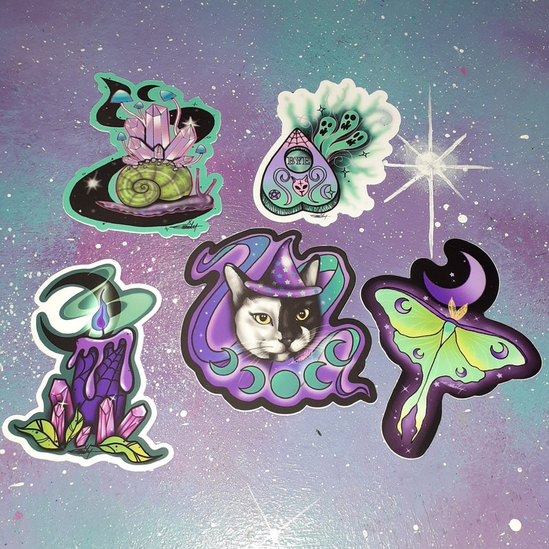 Witchy Vibes Sticker Pack 5 Piece Die Cut Vinyl Laptop Decal - Etsy