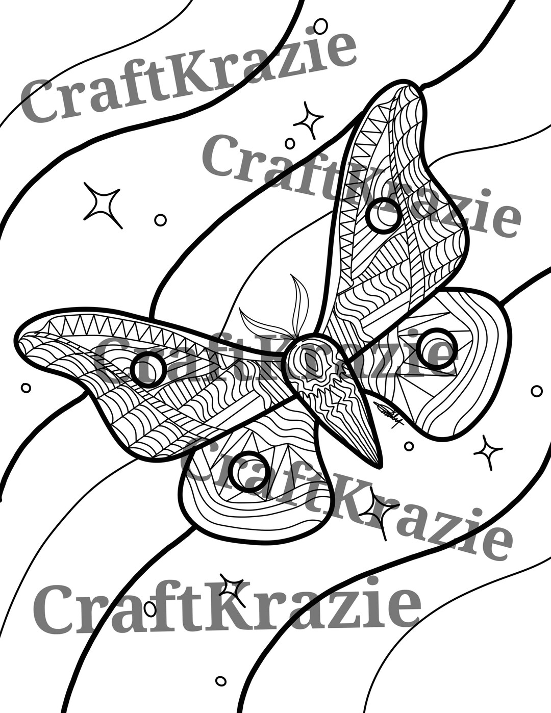 Moth Coloring Page Download / Butterfly Insect Bug Fly Kawaii / Adult ...