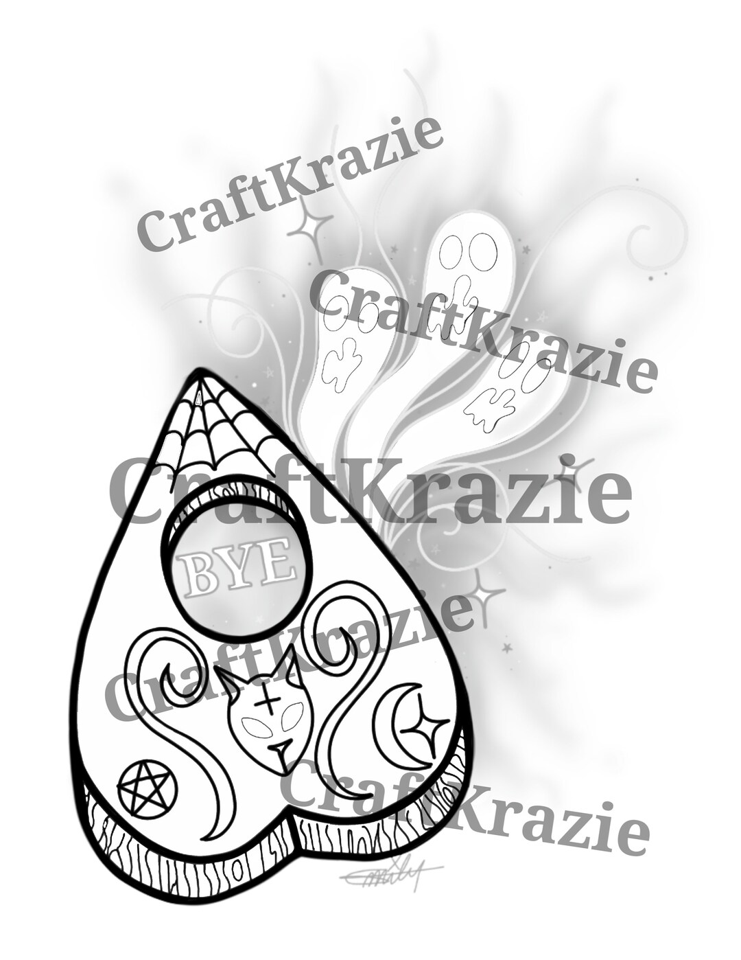 Ouija Planchette Coloring Page Download / Witch Ghost Witchy Occult ...