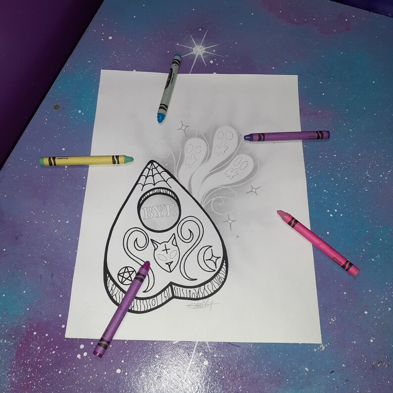 Ouija Planchette Coloring Page Download / Witch Ghost Witchy Occult ...