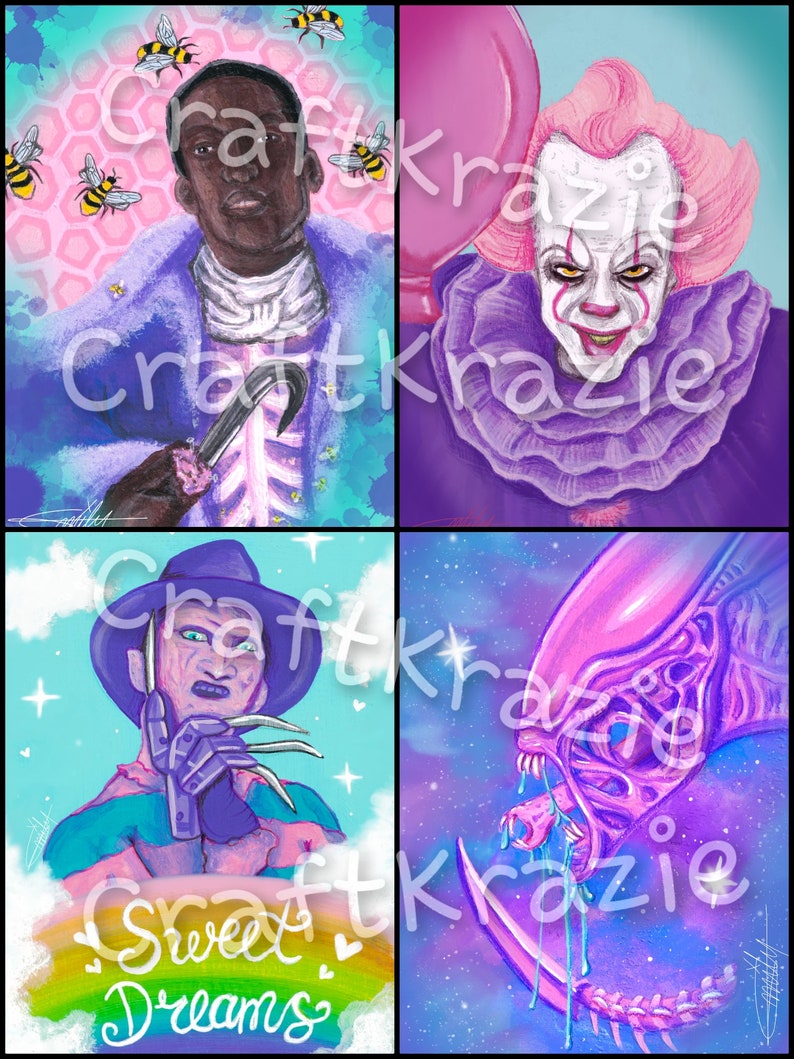 Pastel Horror 5x7 Art Print / Buy 2 Get 1 Free Art Prints / Slasher ...