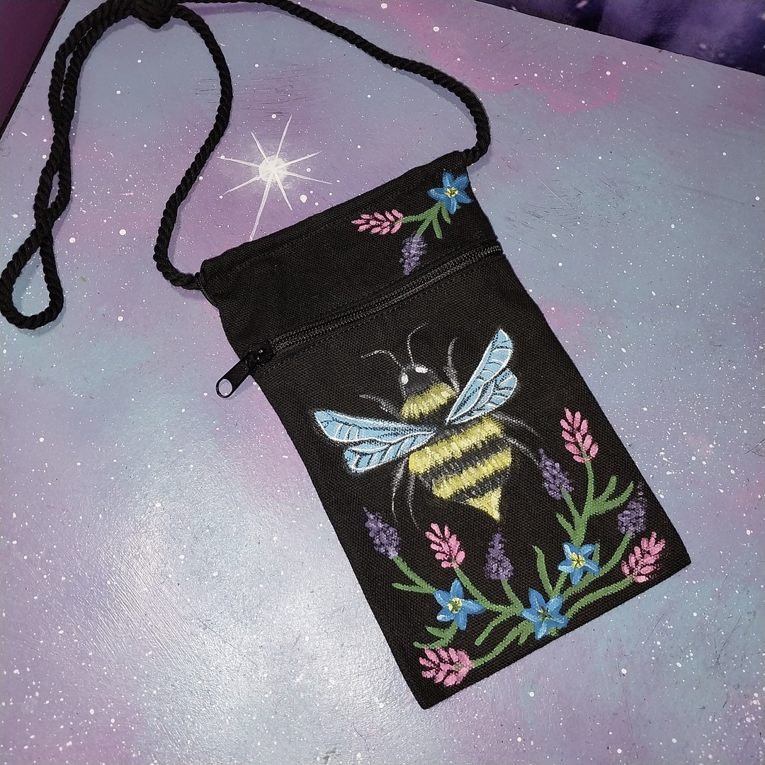 Bag Bee Crossbody / Hand Painted Purse Pouch Case Passport Sack ...