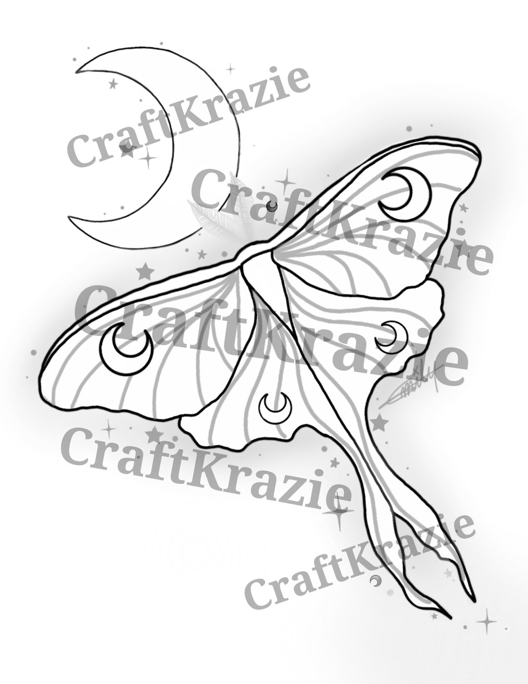 Luna Moth Coloring Page Download / Butterfly Insect Witchy Occult Vibes ...