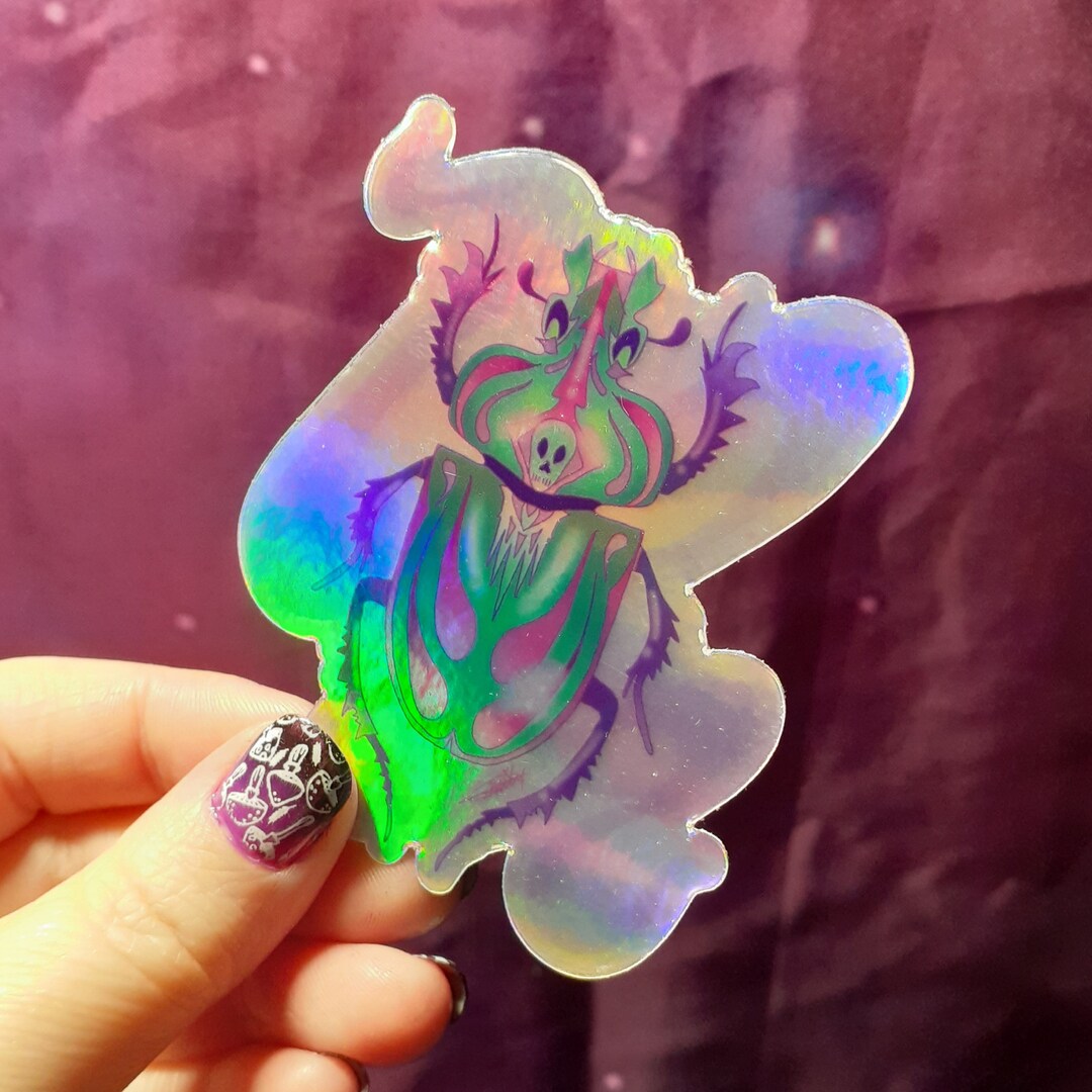 Holographic Skull Beetle Tattoo Sticker / Die Cut Decal Original Art ...
