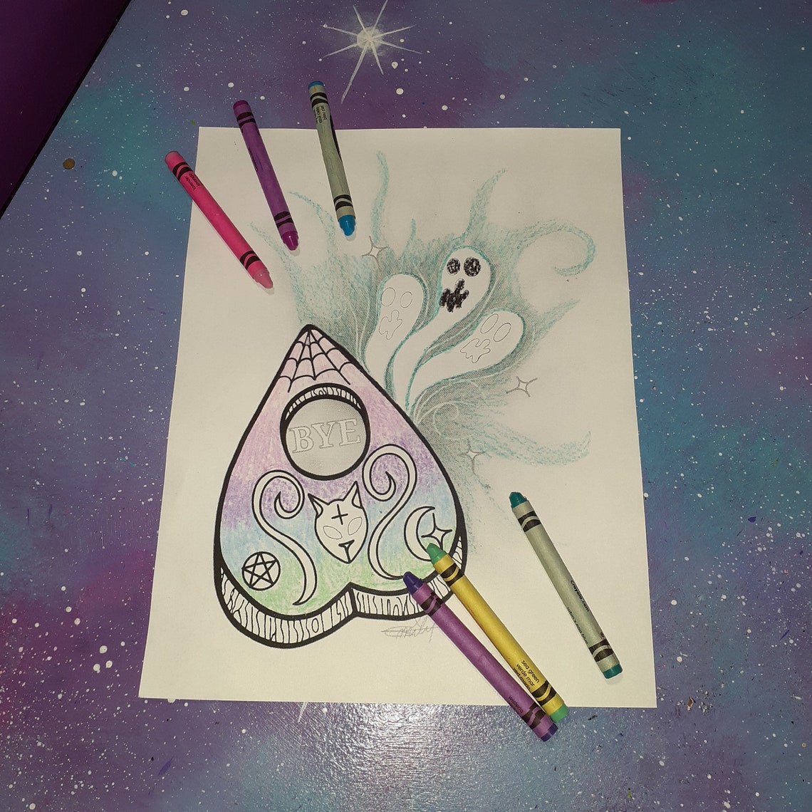 Ouija Planchette Coloring Page Download / Witch Ghost Witchy - Etsy