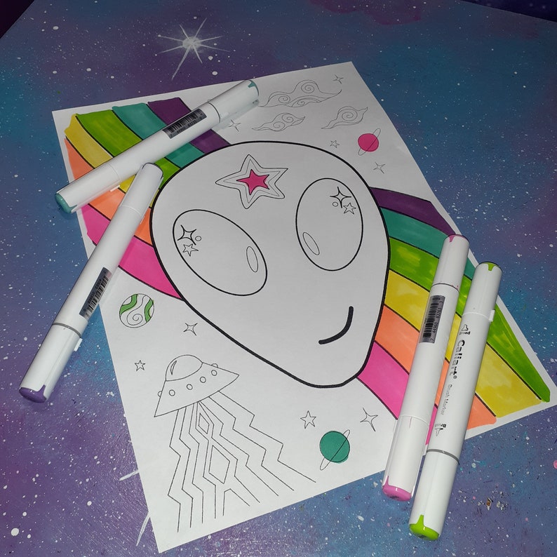 Cute Alien Coloring Page Download, Trippy Aliens Kawaii Fairy Kei ...