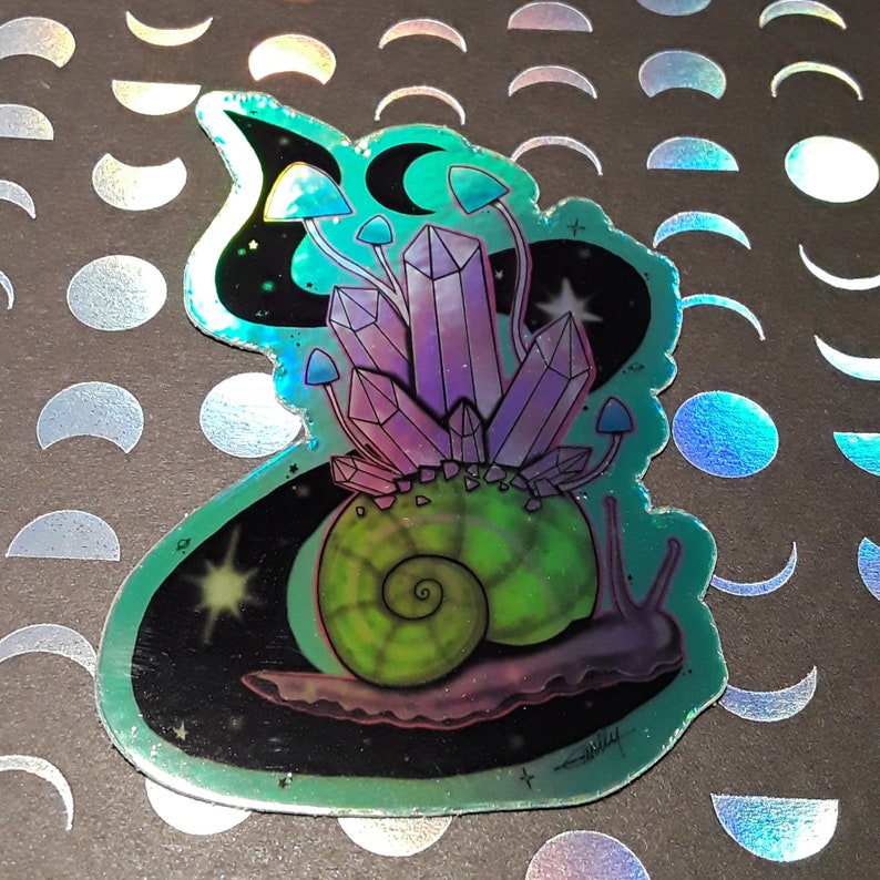 Holographic Crystal Snail Mushroom Tattoo Sticker / Die Cut - Etsy