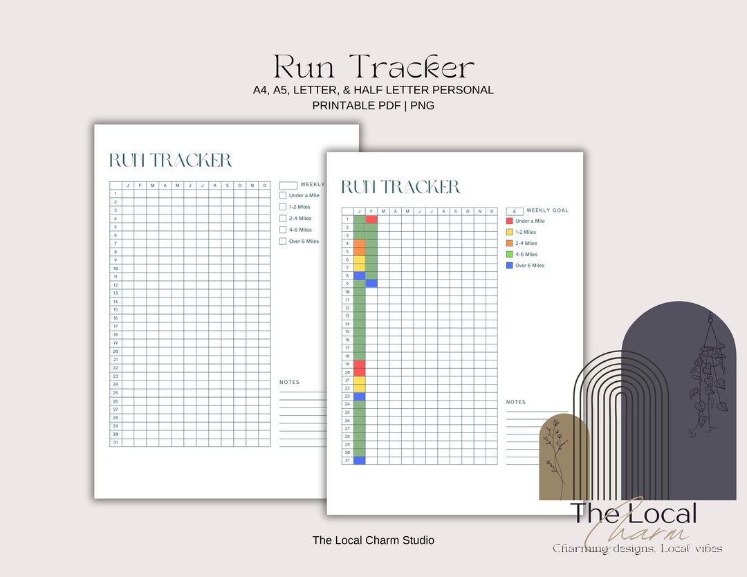 Run Tracker: Printable Fitness Journal (PDF & PNG) - Etsy